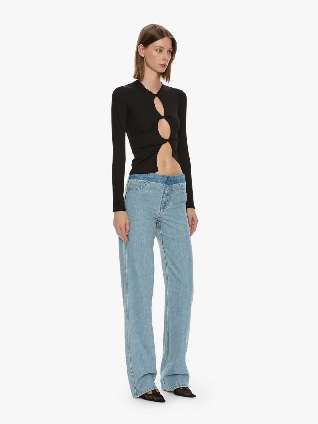 Christopher Esber | Open Twist Long Sleeve Top Black