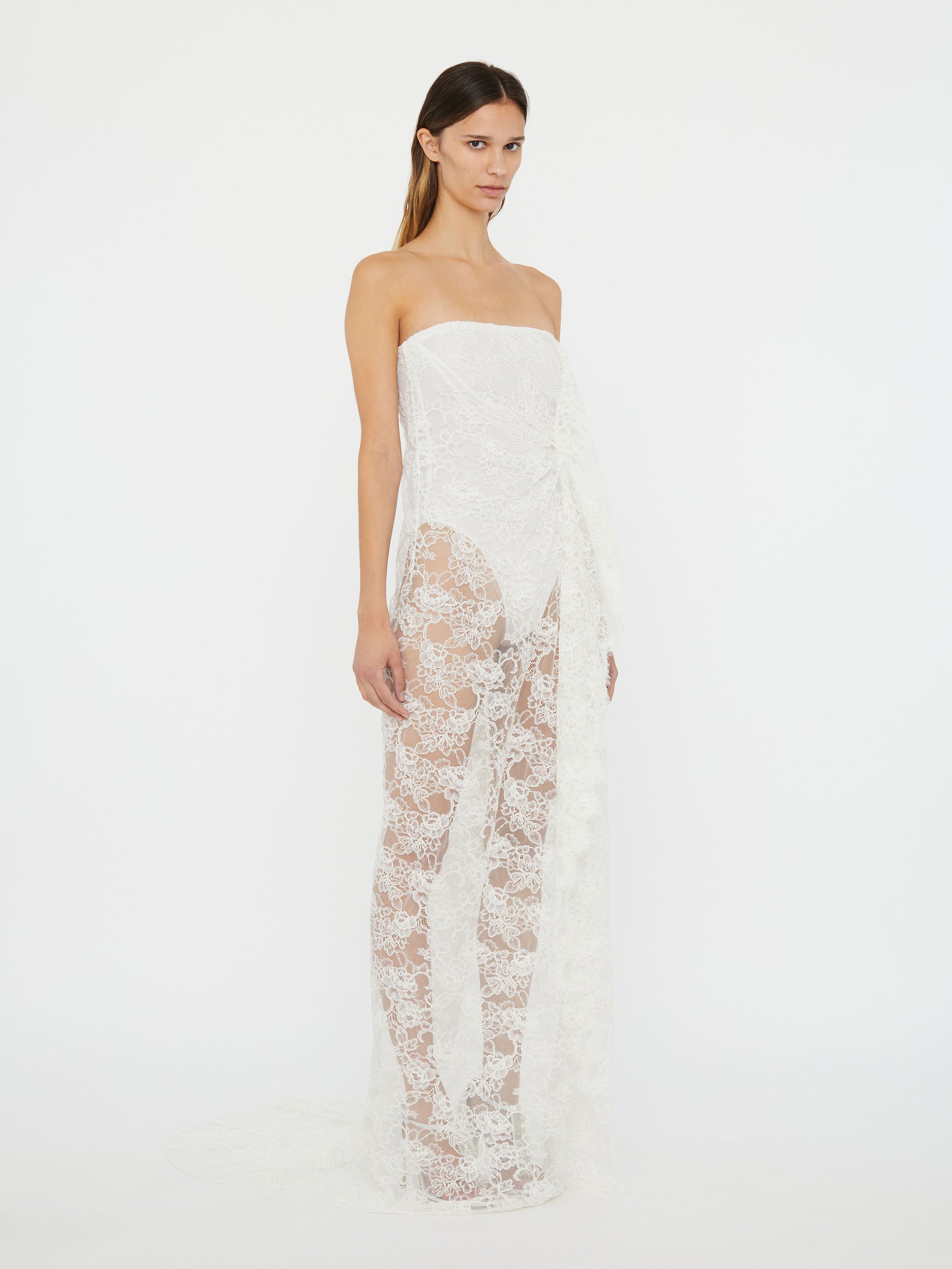 Christopher Esber | Floating Lace Strapless Gown