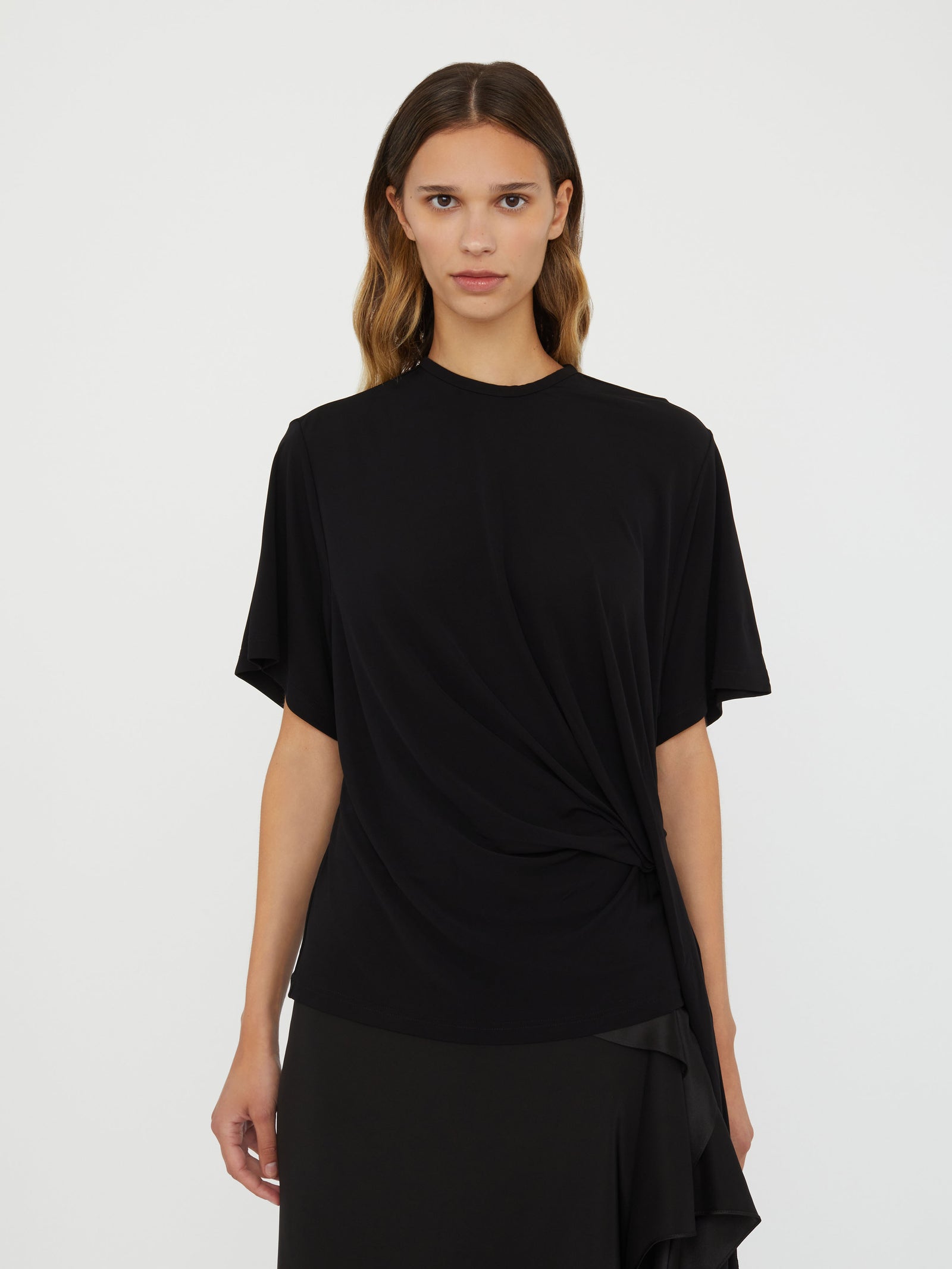 Christopher Esber | Side Cowl Drape Extension Tee Black