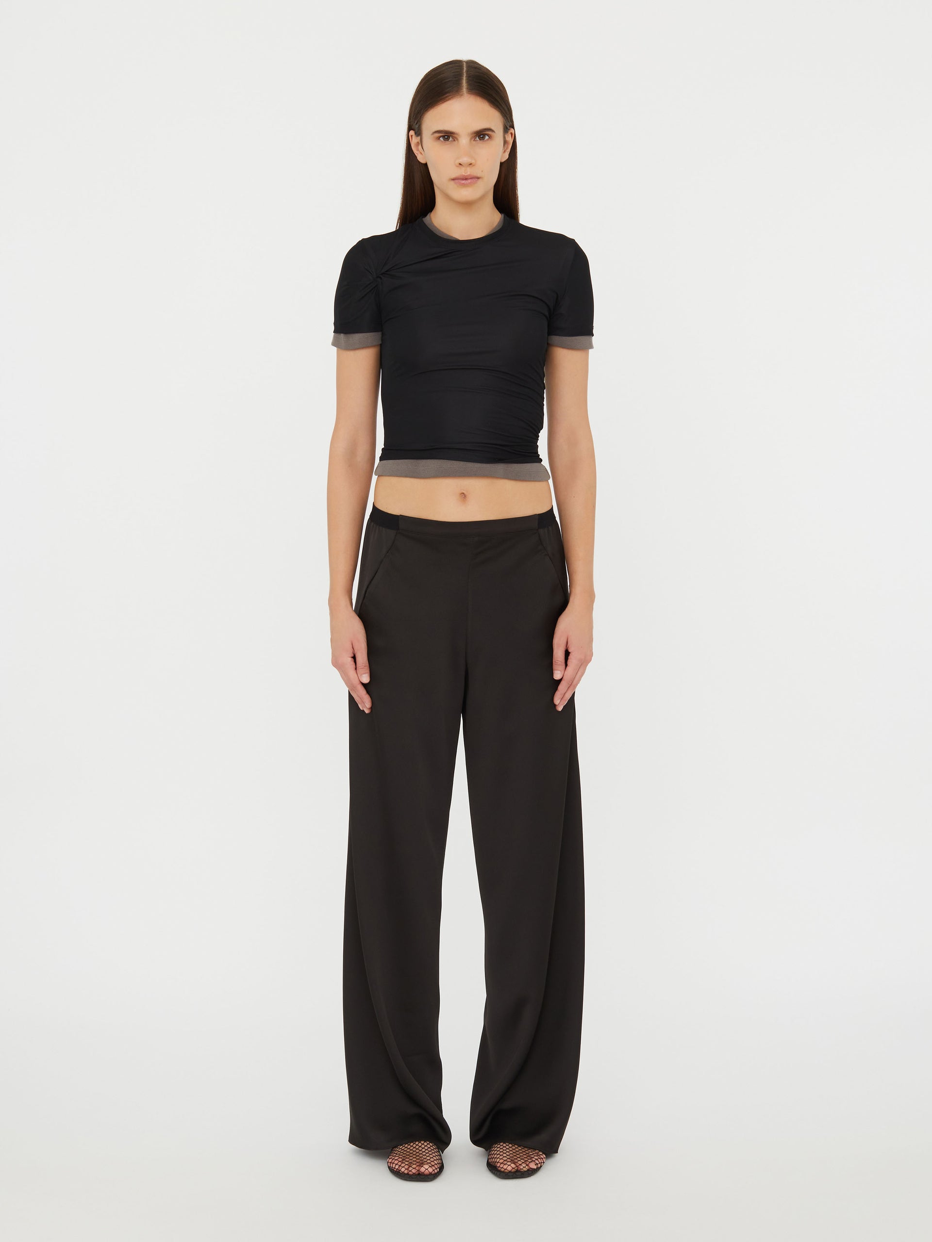 Christopher Esber | Sheer Overlay Loophole Rib Tee Black Shadow Grey