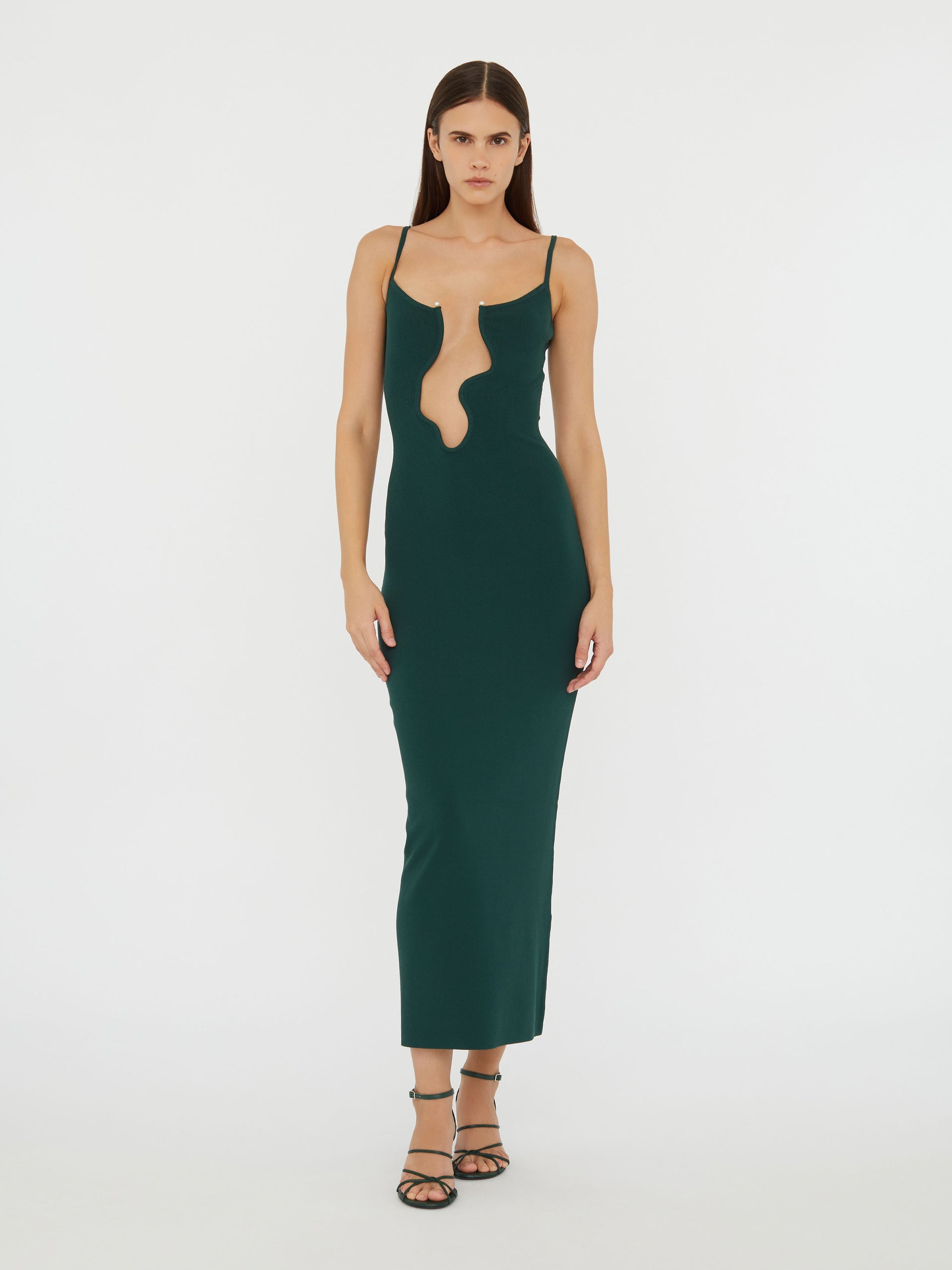 Christopher Esber | Salacia Wire Column Dress Evergreen
